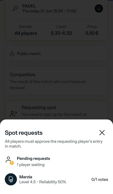 Como solicitar um lugar num jogo – Playtomic Help