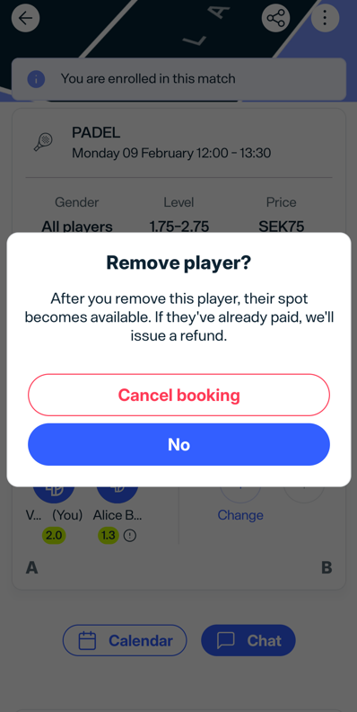 How can I delete myself from a Public Match? – Playtomic Help